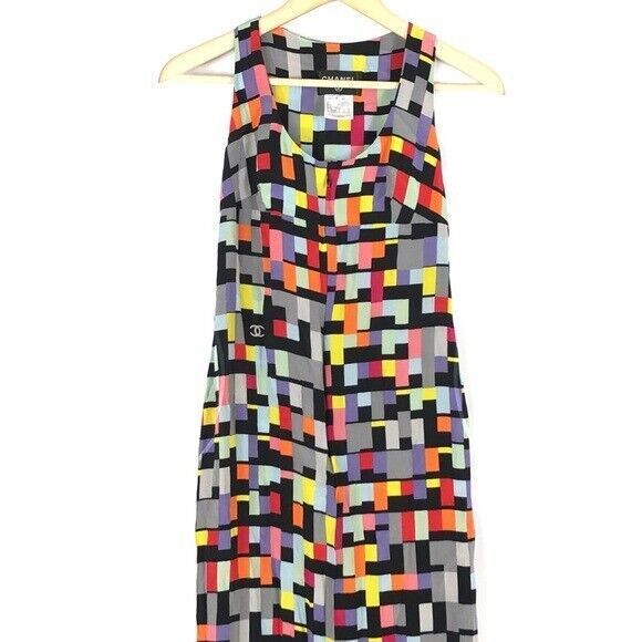 CHANEL | Dresses | Chanel Geometric 20 Maxi Dress Sleeveless Rainbow ...